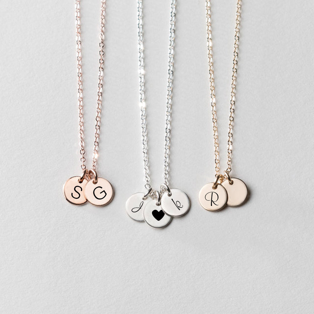 Round Initial Necklace (One Letter Engravable) | Punchprint Photo Engraving