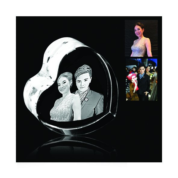 3D Crystal Heart | Punchprint Photo Engraving