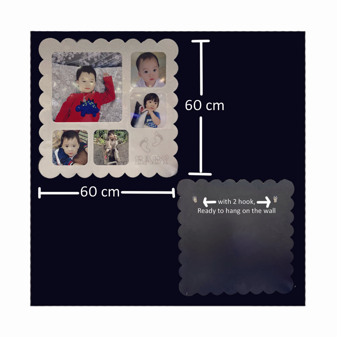 Wall Frame MDF (Baby) 5 Pictures | Punchprint Photo Engraving